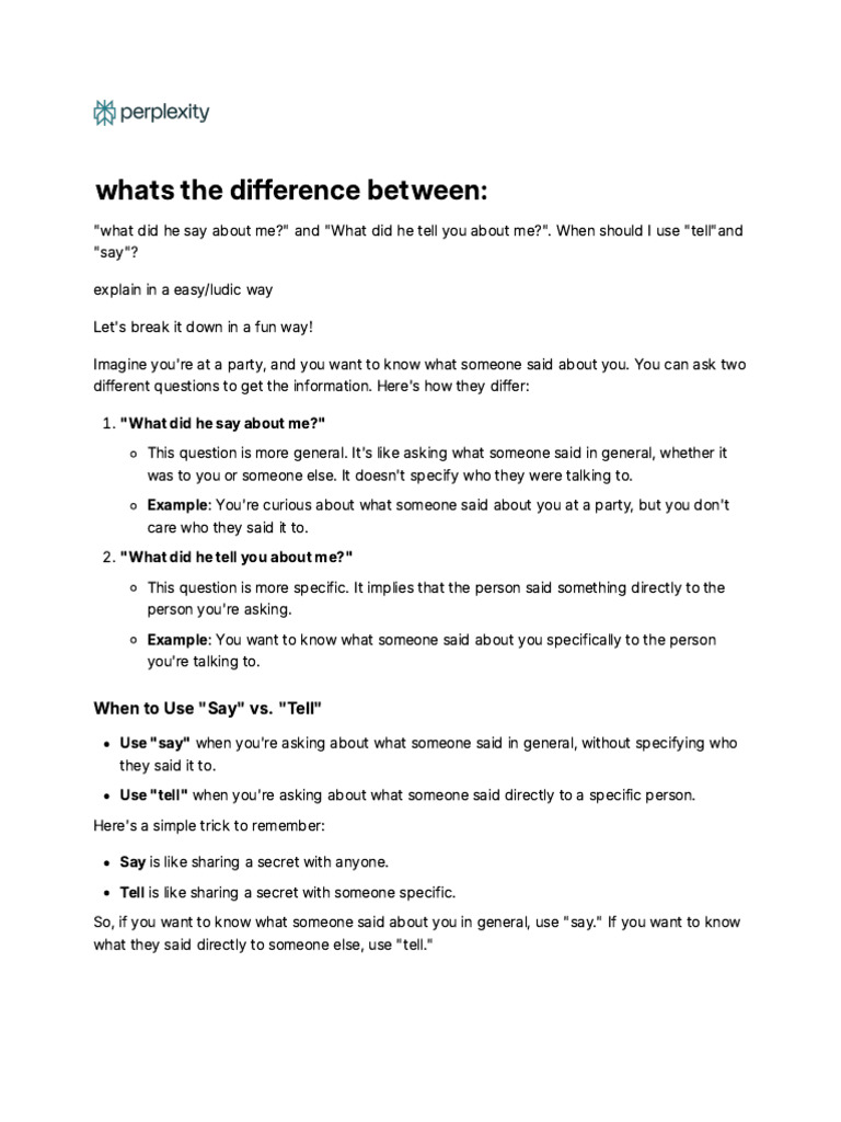 Whats the Difference Between___what Did He Say Abo (1) | PDF