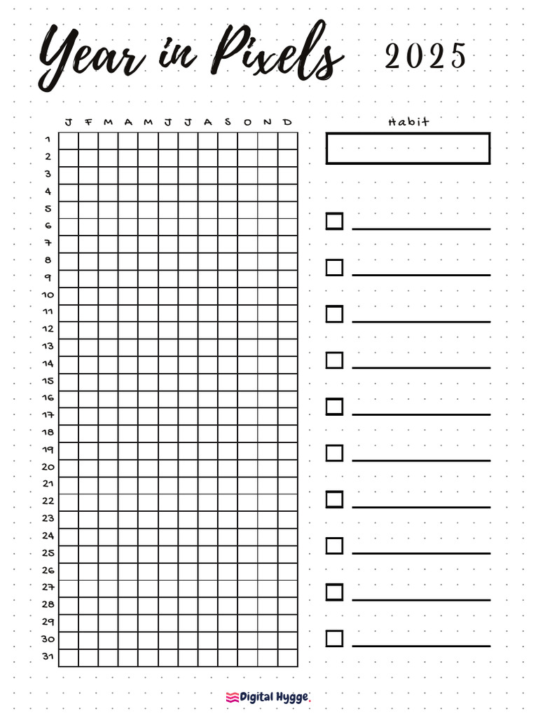 Year in Pixels 2025 Tracker | PDF