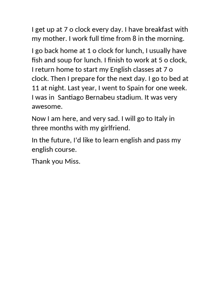 I Get Up at 7 o Clock Every Day | PDF