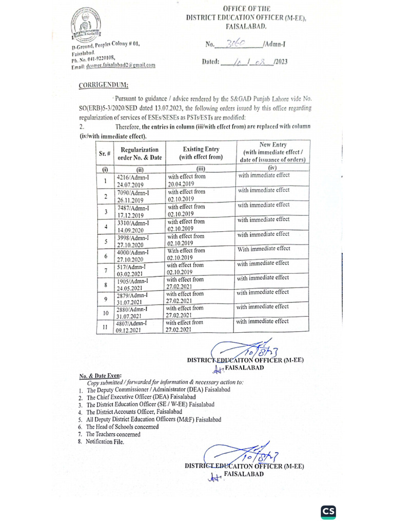 Corrigendum of Regular Orders | PDF
