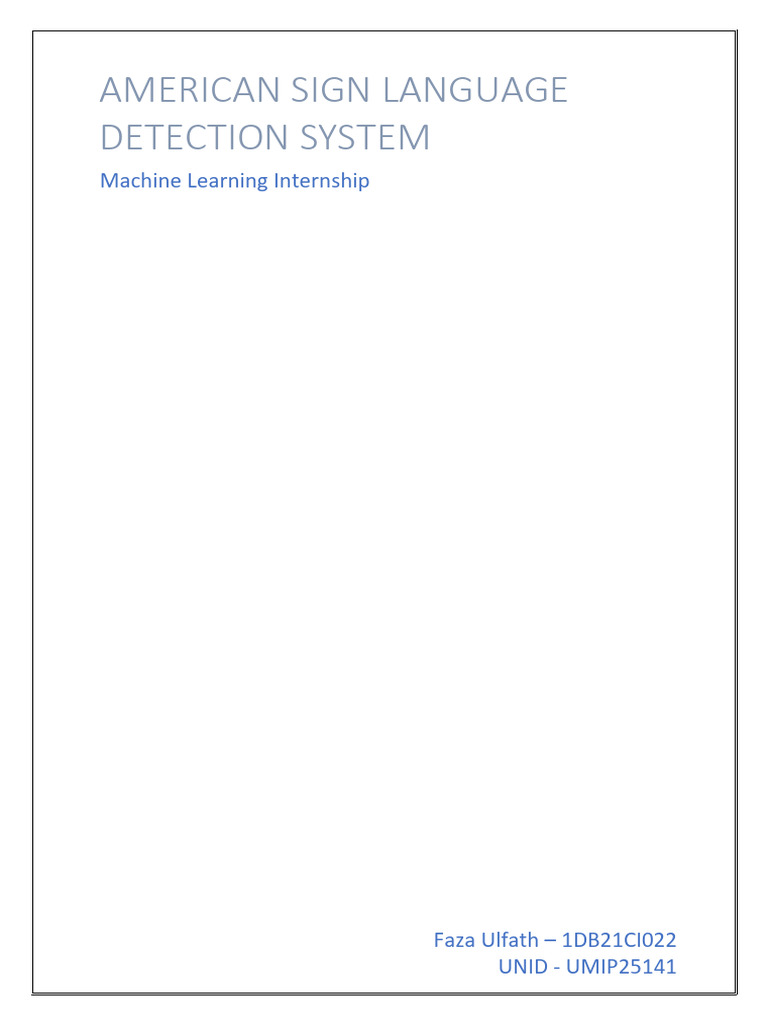 American Sign Language Detection System | PDF | User Interface | American Sign Language