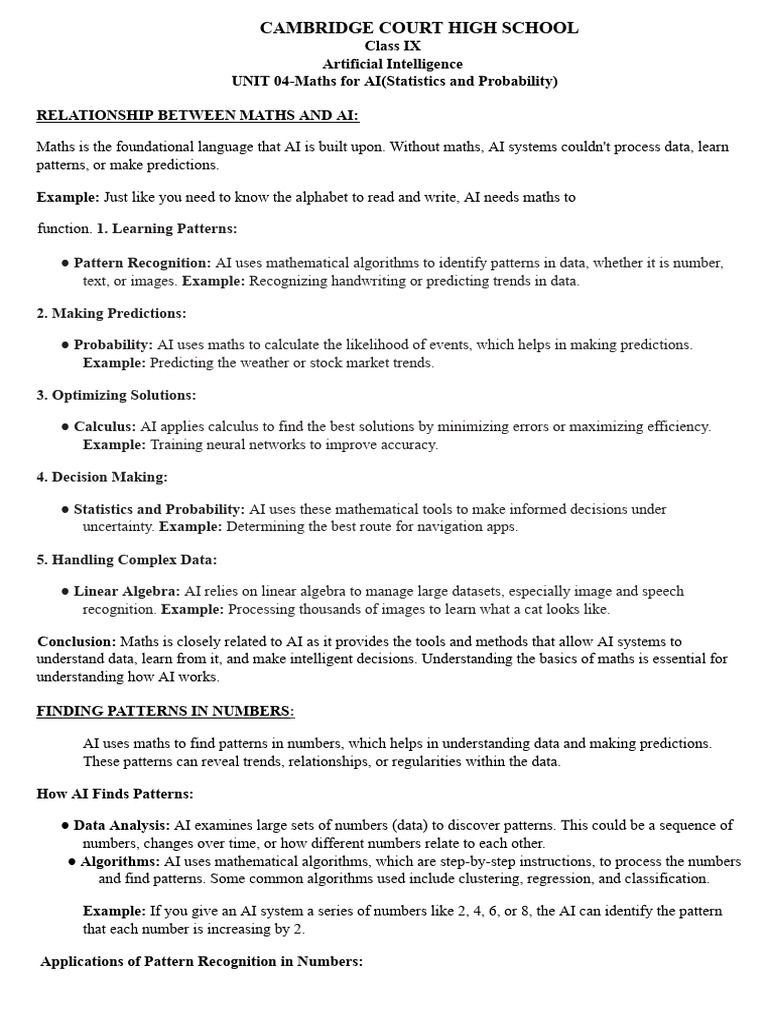 UNIT 03-Math For AI (Statistics and Probability) | PDF | Artificial ...