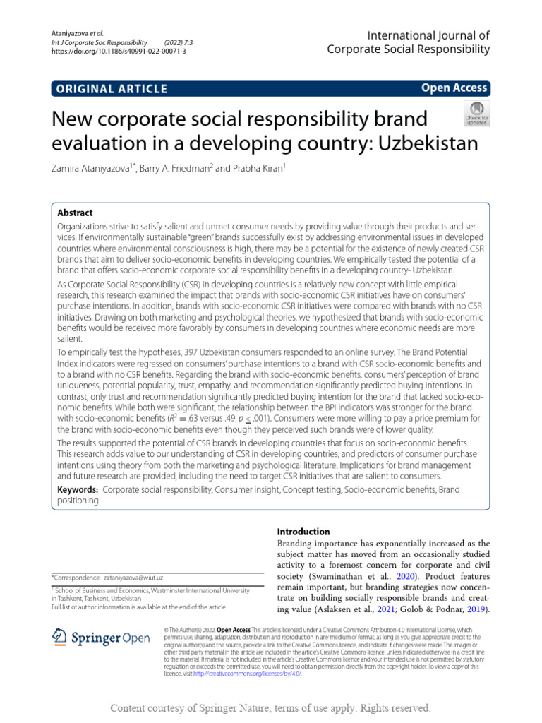 New Corporate Social Responsibility Brand Evaluati | PDF | Corporate ...