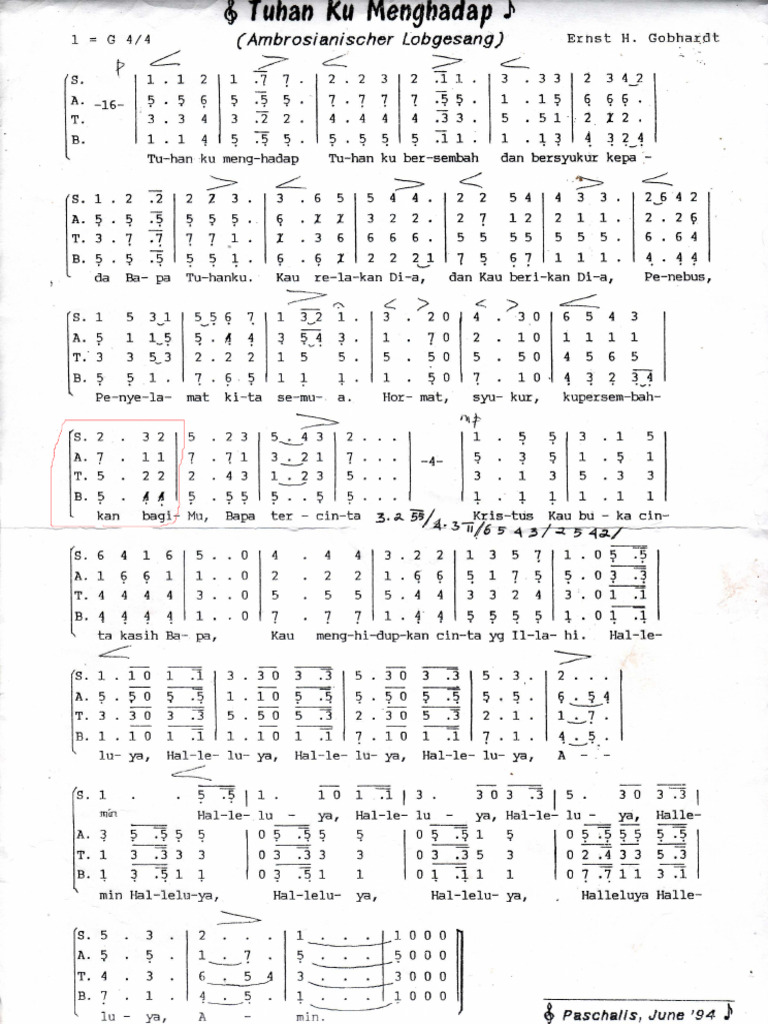 Tuhan Ku Menghadap (Ambrosianischer Lobgesang) - (Asli) | PDF