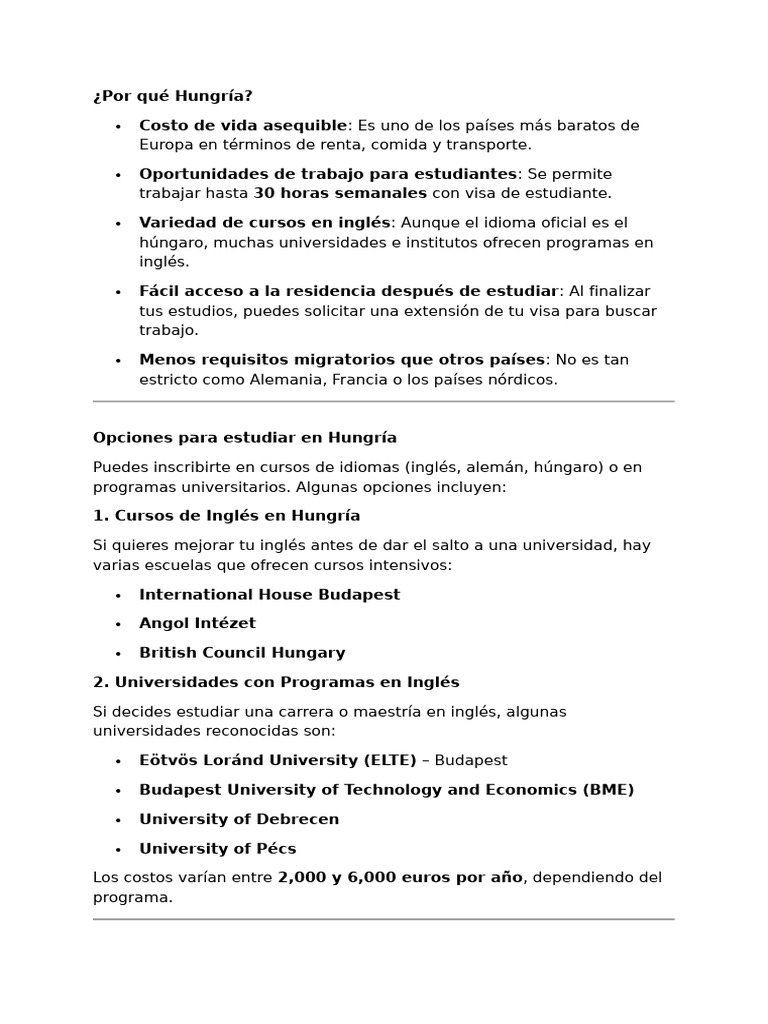 Por Qué Hungría | PDF | Hungría | Costo de la vida