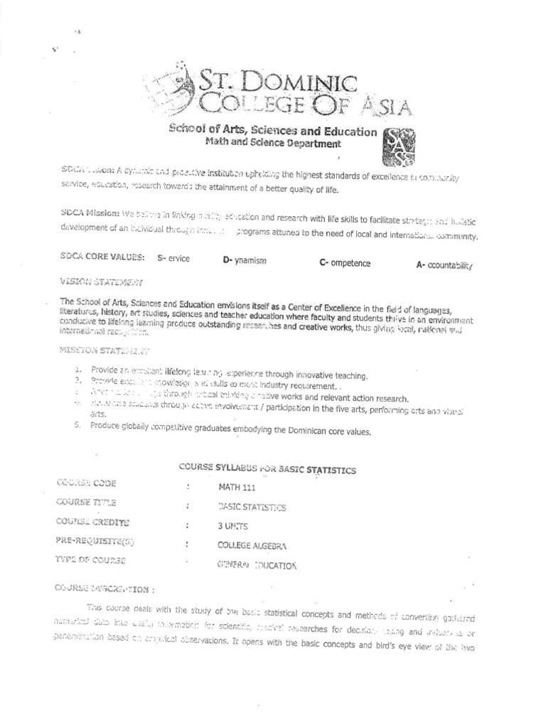 Statistics - Syllabus | PDF