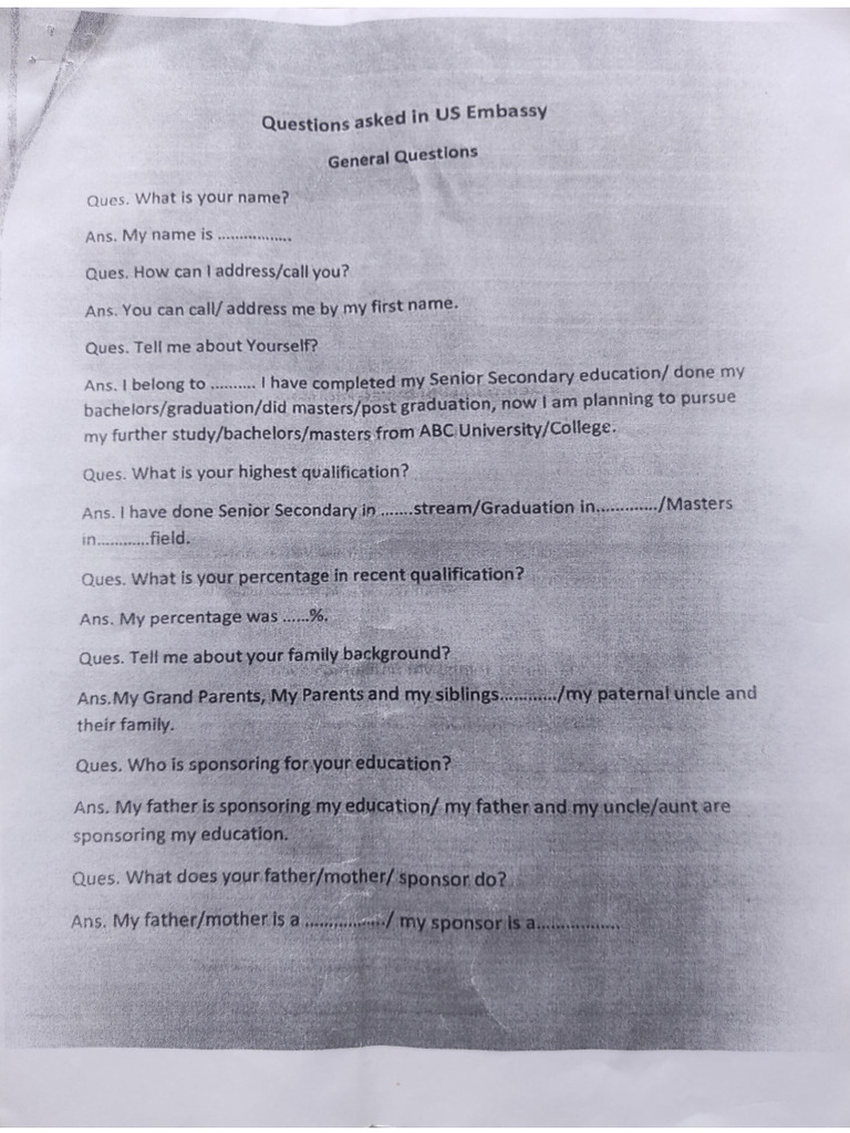 USA Interview Questions | PDF