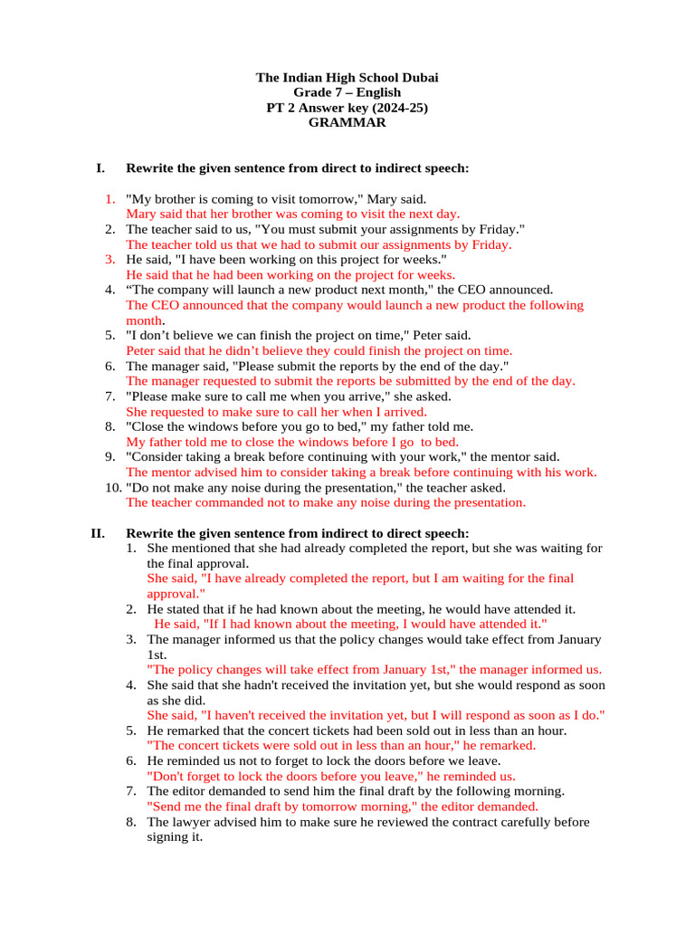PT2 - Grade 7 - Answer Key | PDF