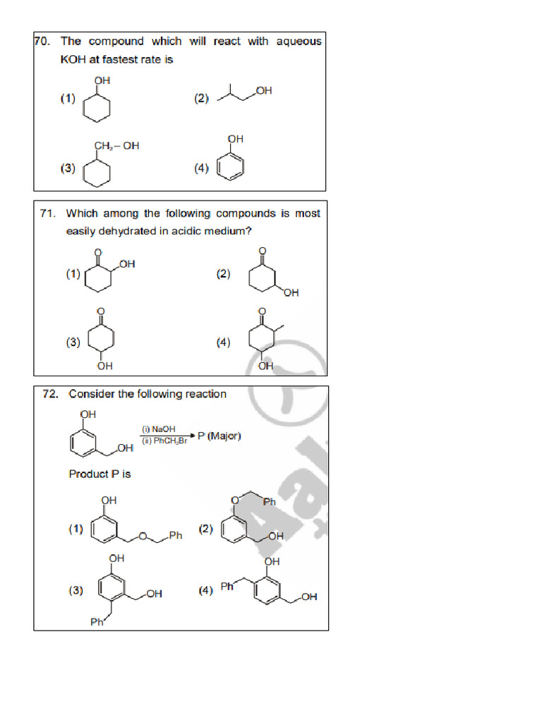 Practise Paper Alcohol Phenol | PDF
