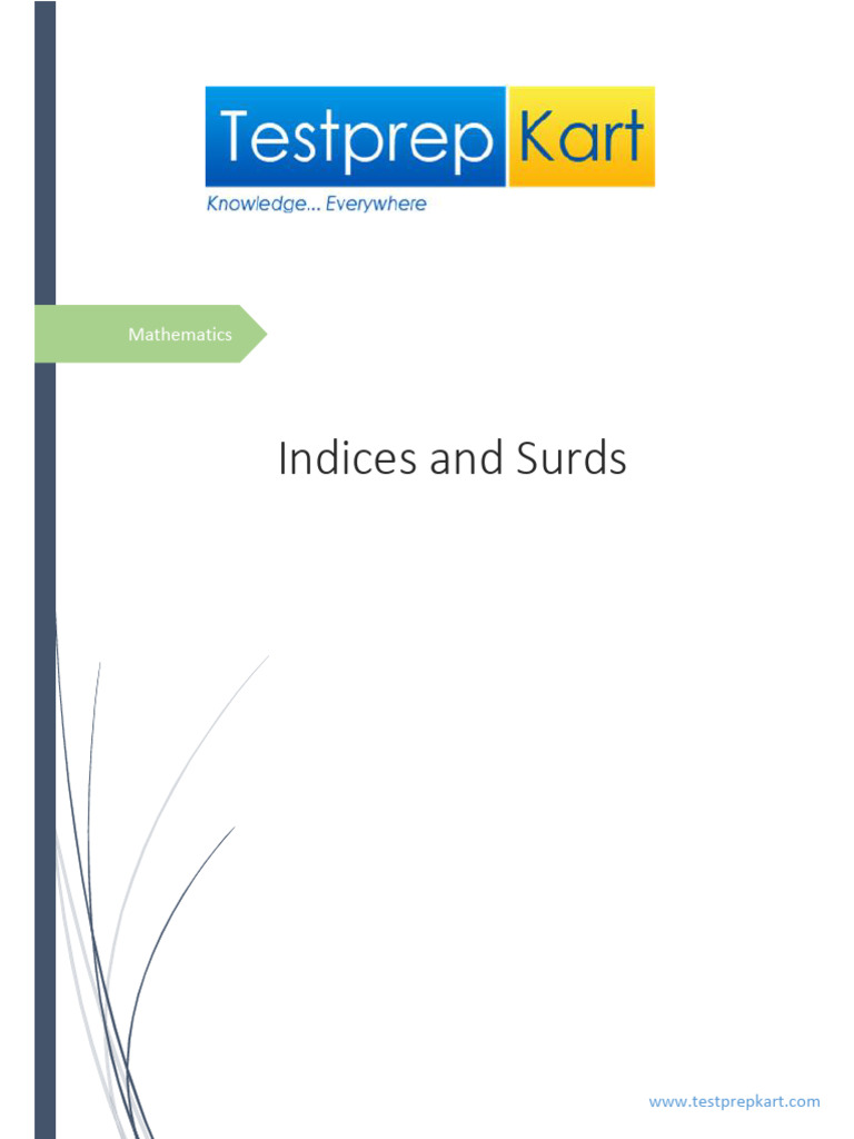 8 Mathematics Indices and Surds | PDF | Exponentiation | Numbers