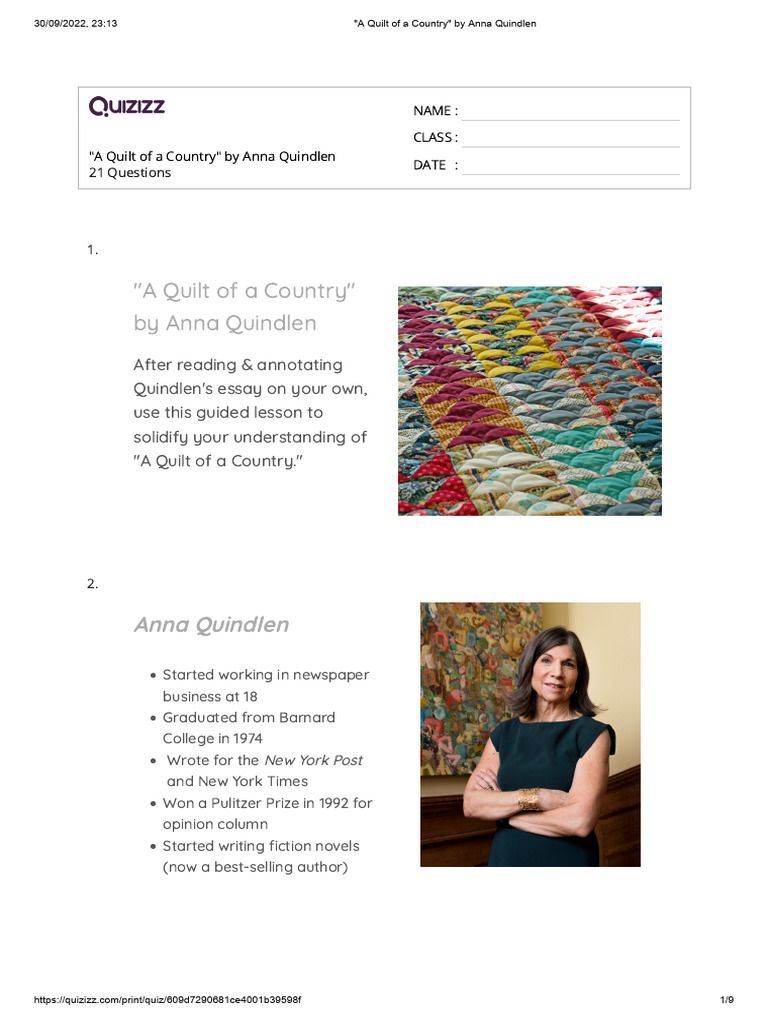 Analyzing Quindlen's "A Quilt of a Country" | PDF | September 11 Attacks
