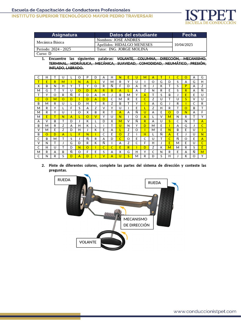 Tarea #7 | PDF | Direccion | Neumático