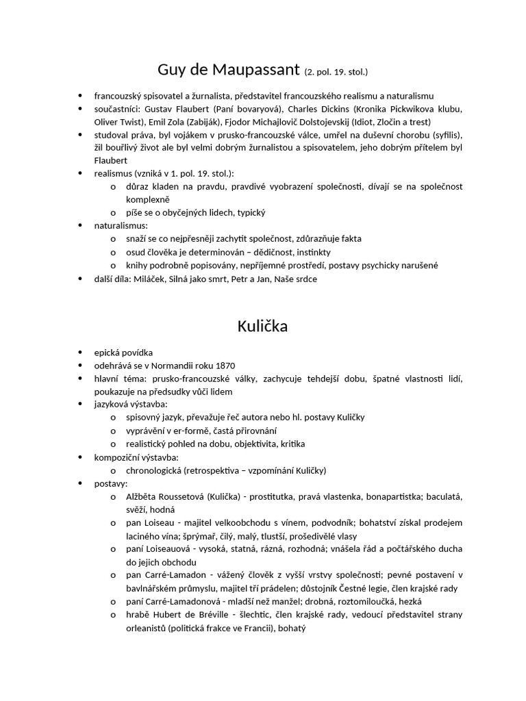 Guy de Maupassant Kulička | PDF