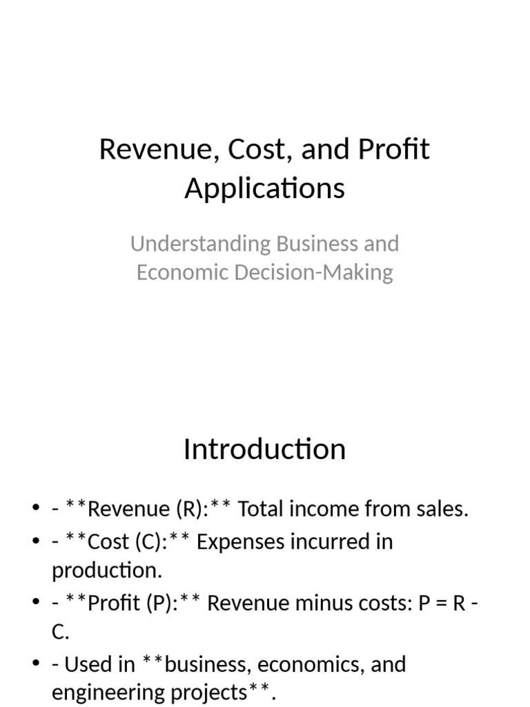 Revenue, Cost, and Profit Analysis | PDF | Pricing | Economies