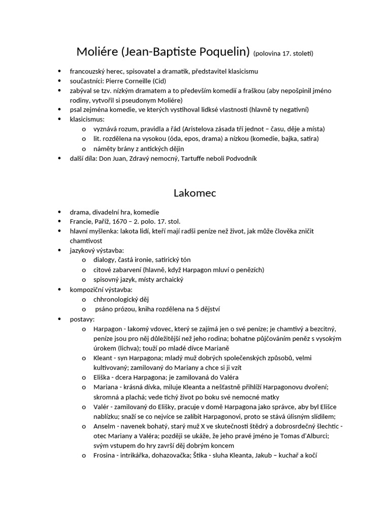 Moliére Lakomec | PDF