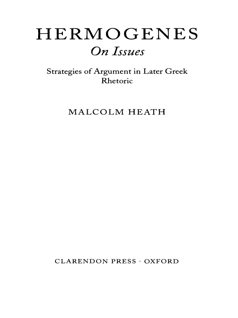 Hermogenes: Rhetoric and Issues Explained | PDF | Rhetoric | Theory