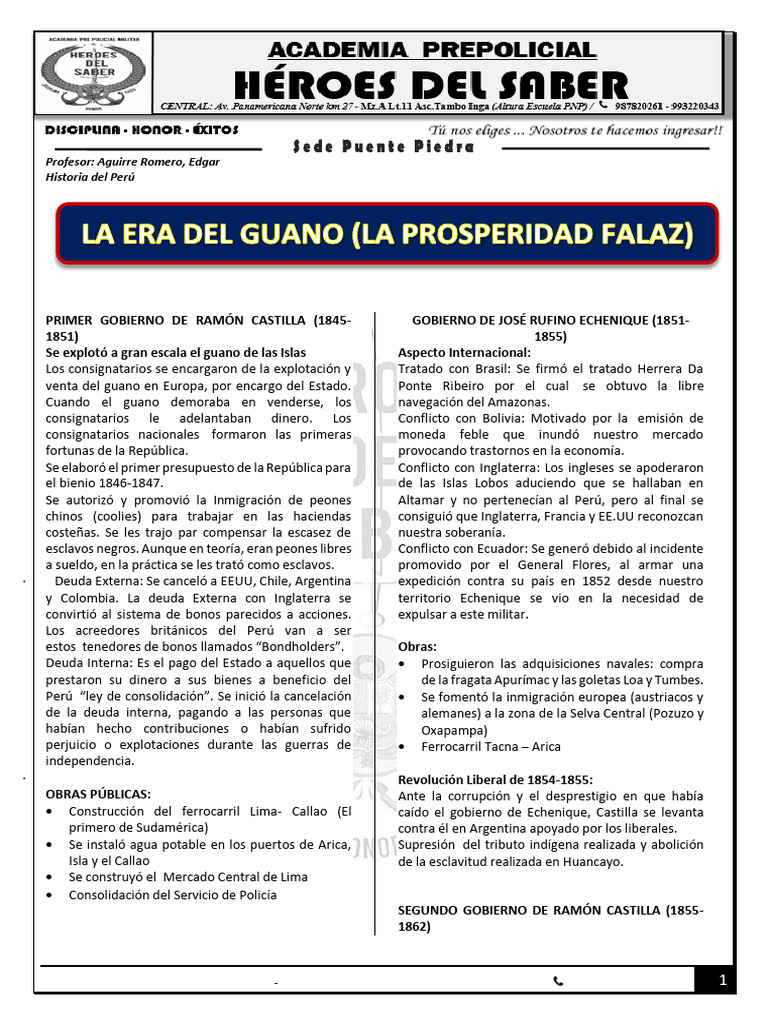Gobierno de Echenique y la Era del Guano | PDF | Perú | América del Sur