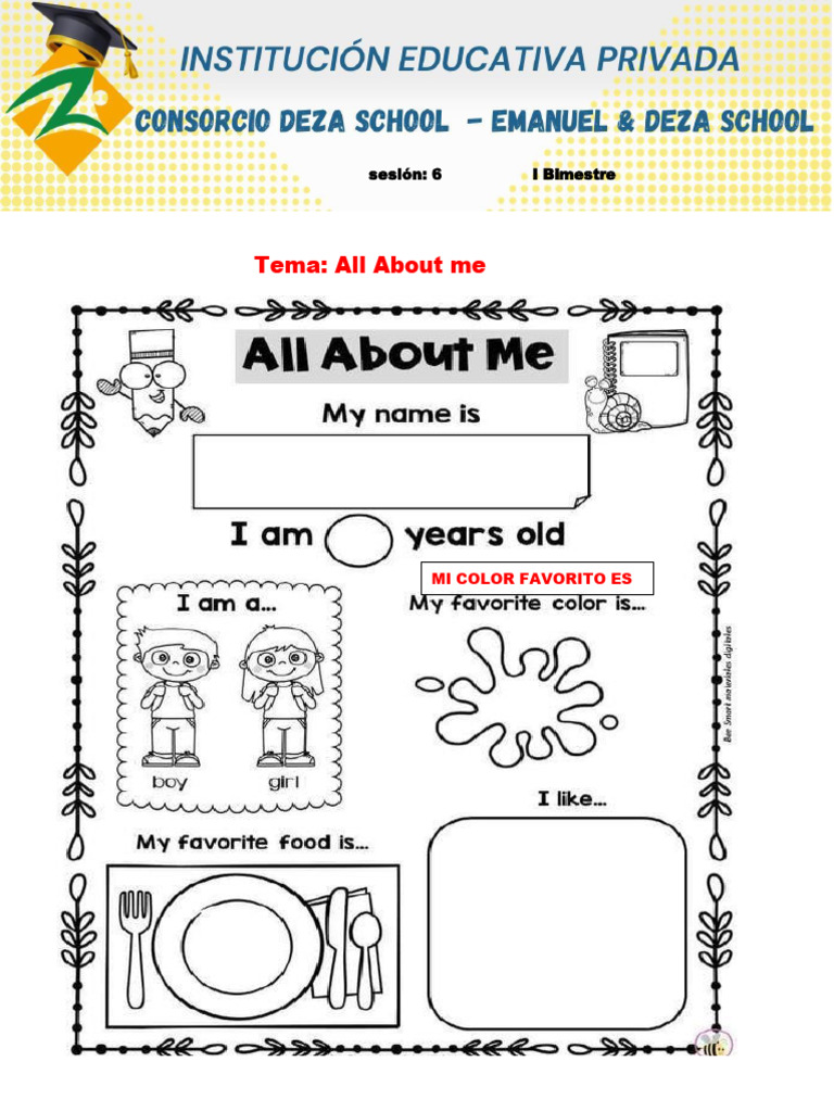 Sesion 6 Tema All About Me Primer Bimestre 2025 | PDF