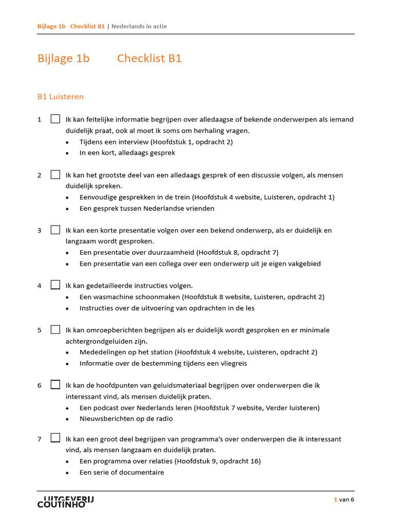 Bijlage 1b Checklist B1 | PDF