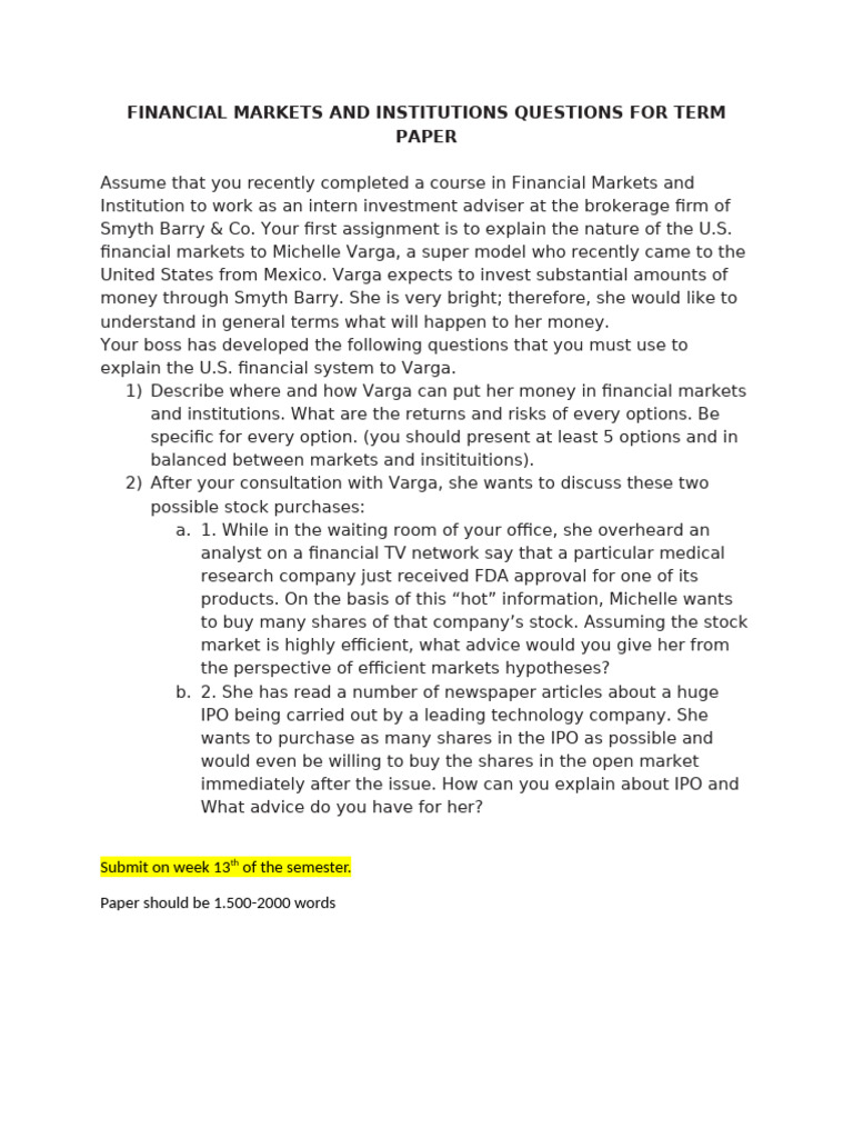 Questions For Term Paper | PDF