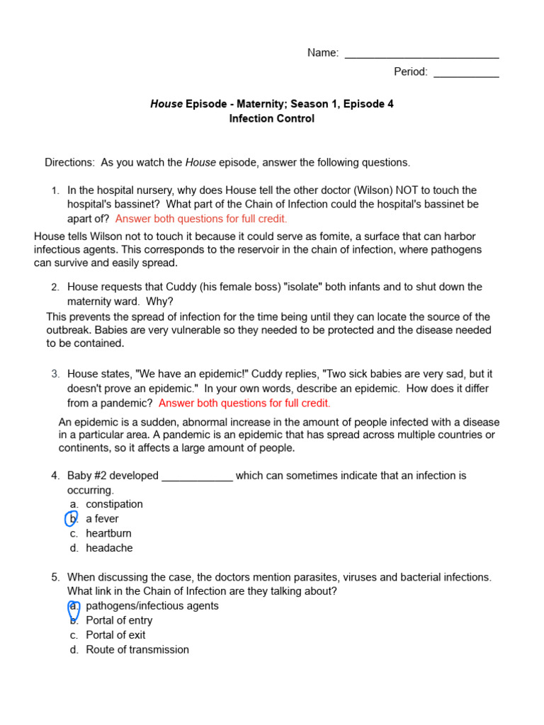 House Infection Control Worksheet | PDF | Infection | Epidemics