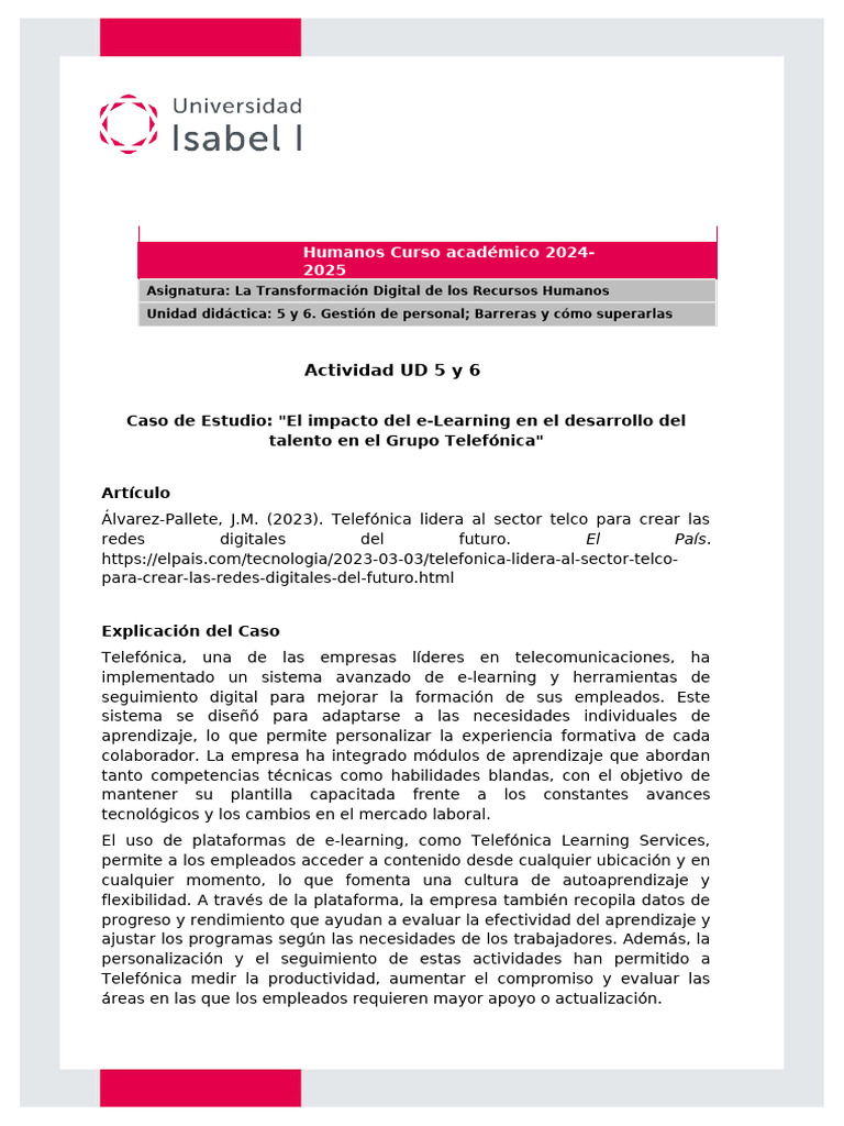 Actividad Estudio de Caso UD5 y 6 | PDF | Comunicación humana | Aprendizaje