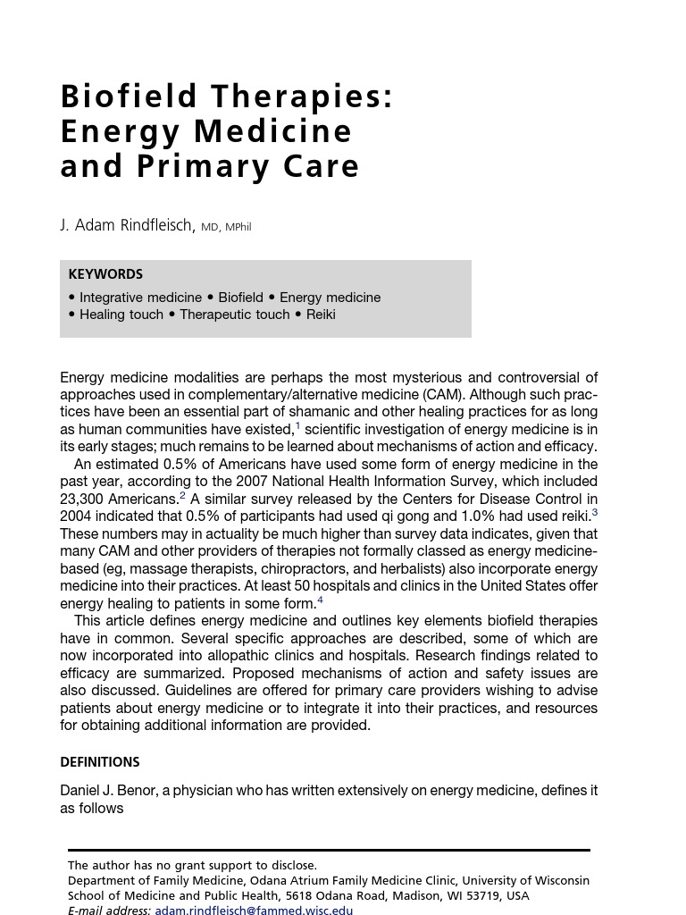 Biofield Therapies - Energy Medicine and Primary Care | Energy Medicine ...