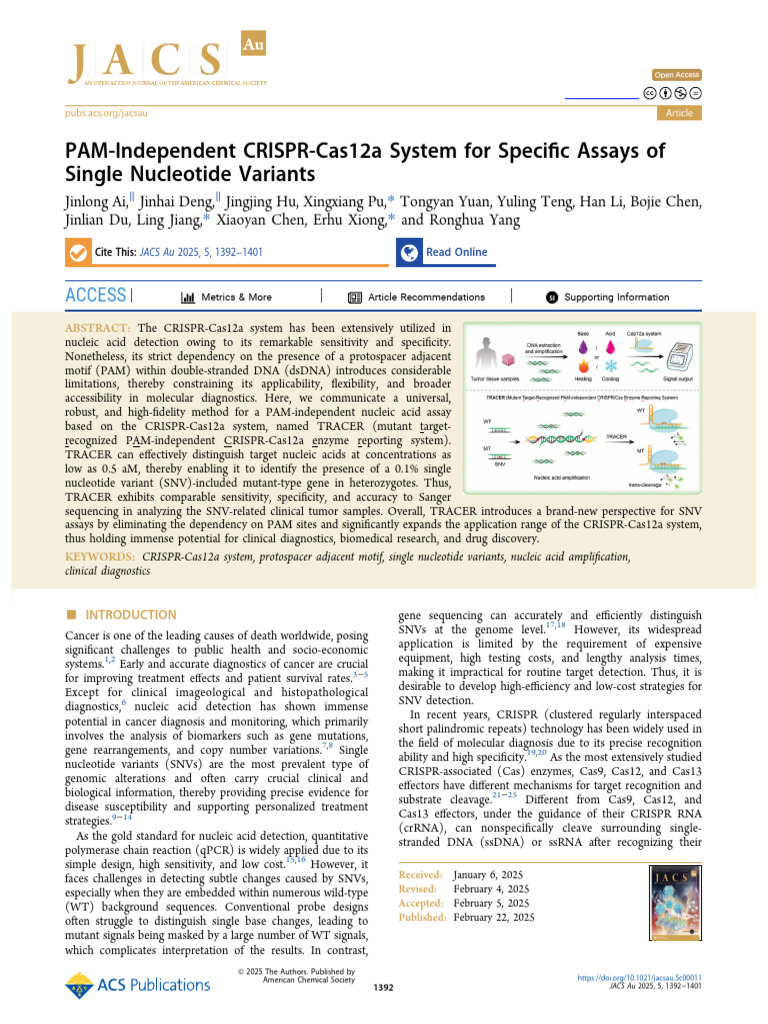 2025_PAM-Independent CRISPR-Cas12a System for Specific Assays of Single Nucleotide Variants ...