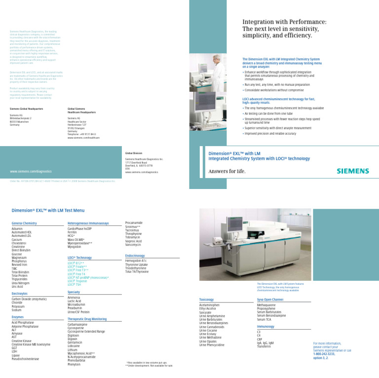 Dimension EXL Assay Menu | PDF | Medical Diagnosis | Health Care