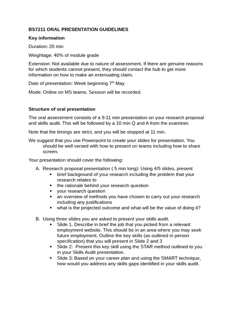 BS7211 - Oral Assessment Guidelines 2025 | PDF | Learning | Cognition