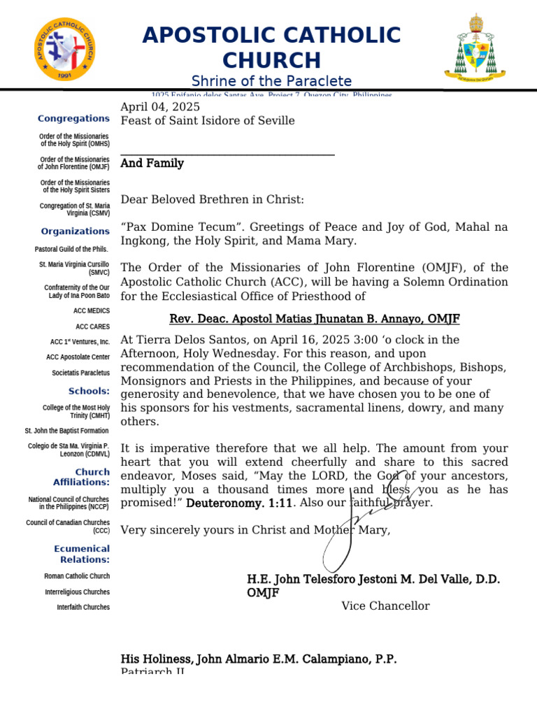 Solicitation-letter-of-Rev Deac Matias | PDF | Christian Organizations ...