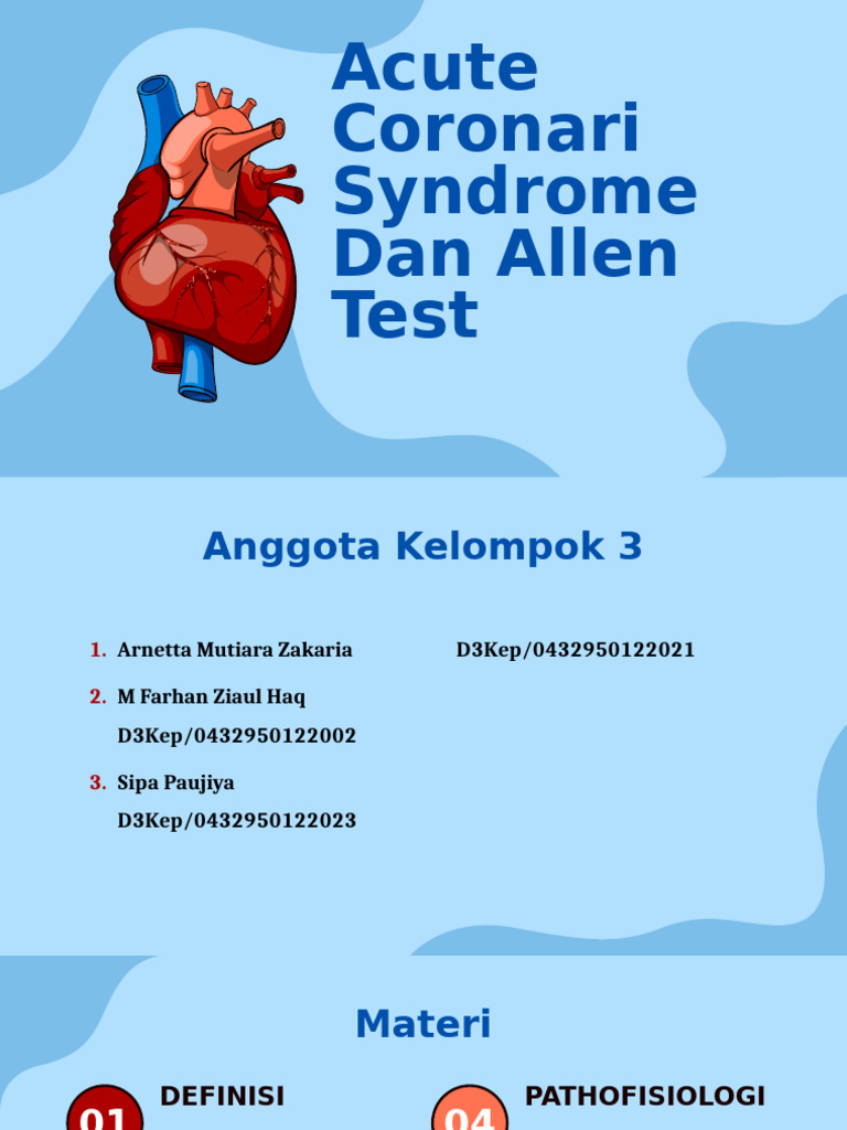 Acute Coronary Syndrome dan Allen Test | PDF