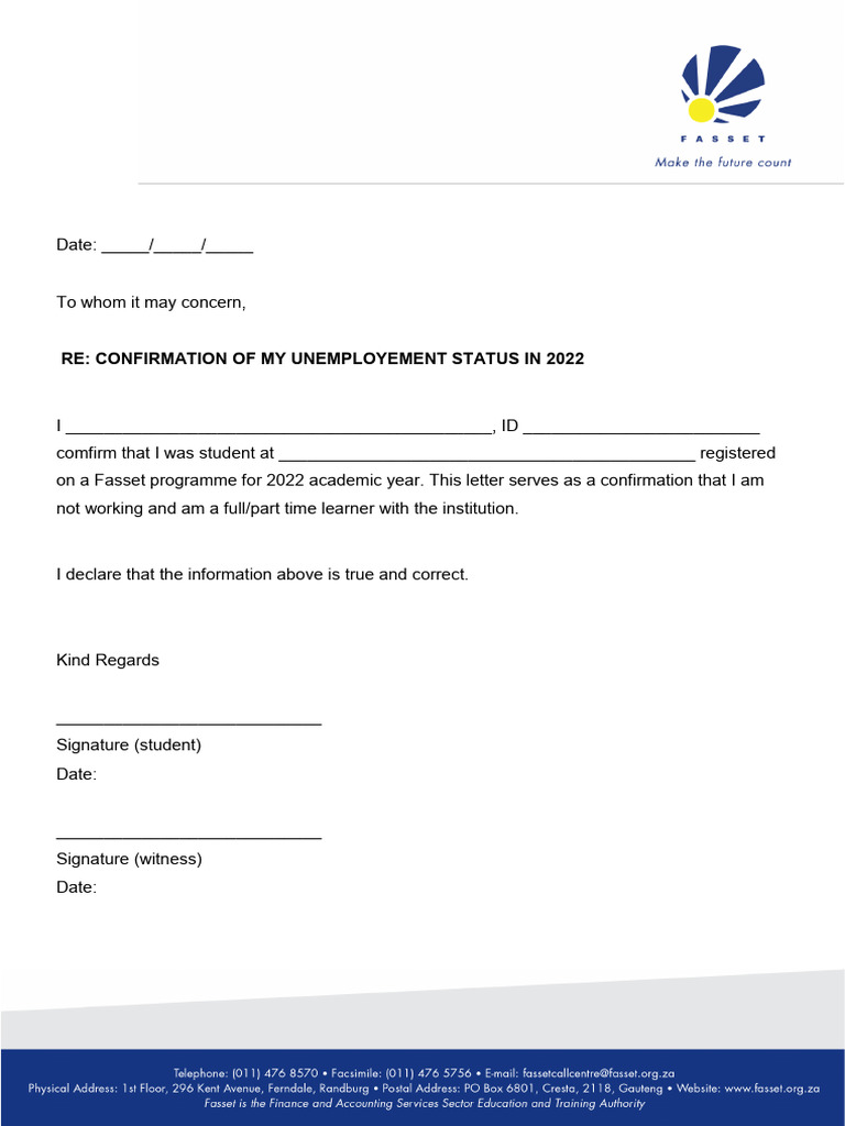 Unemployement Declaration Form 2023 | PDF