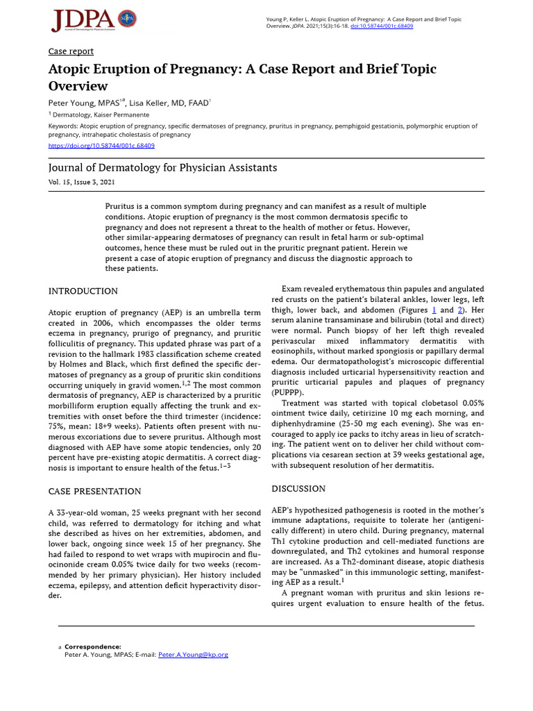 Atopic Eruption of Pregnancy Case Study | PDF | Skin | Clinical Medicine