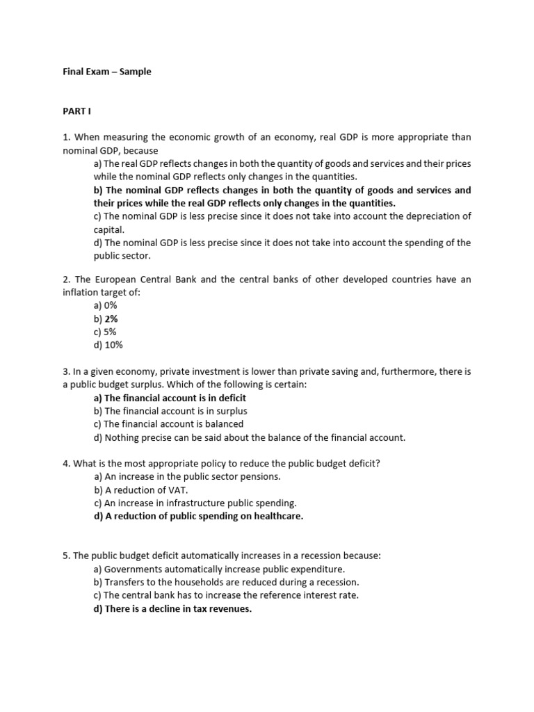 Economic Growth and Monetary Policy Exam | PDF | Government Budget ...