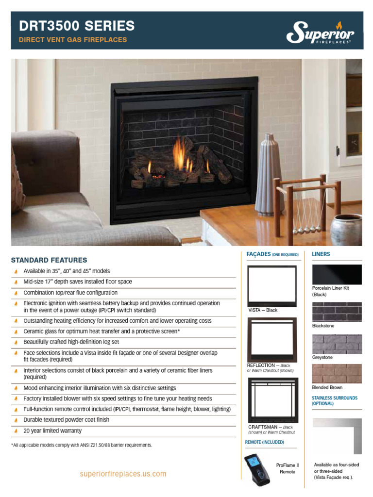 Superior Direct Vent Fireplace Brochure | PDF | Fireplace | Building ...