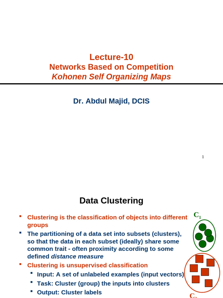 CI-10 Networks Based on Competition Learning - Clustering- Kmean and SOM | PDF | Cluster ...