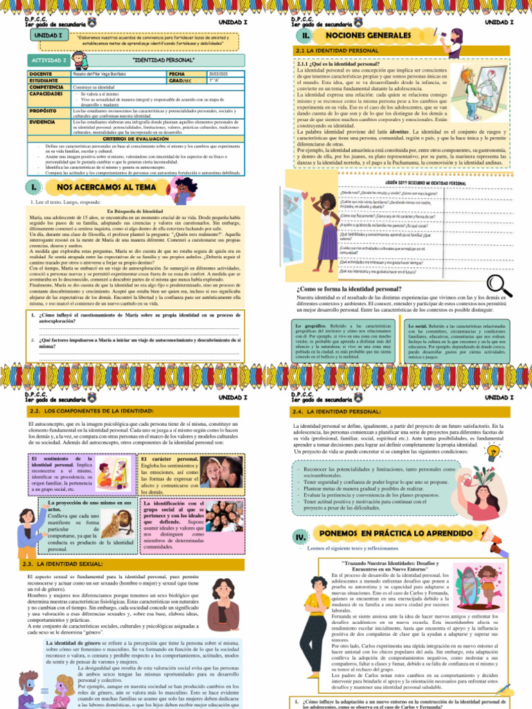 Ficha de Actividad DPCC. - Semana 2 - 6to | PDF