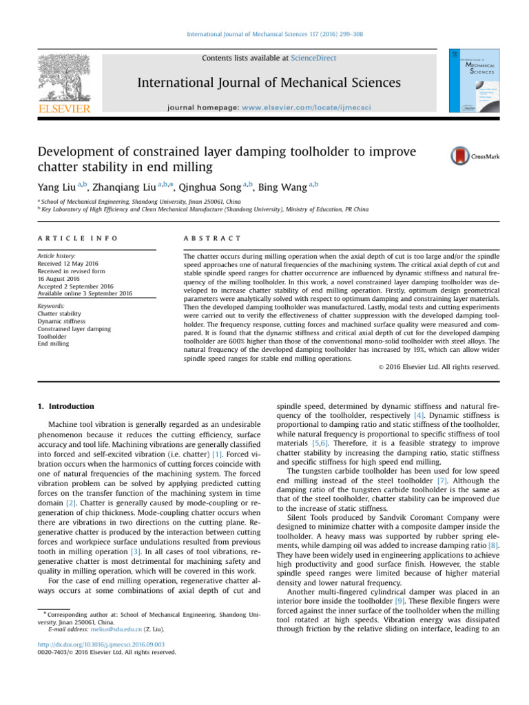 Development of Constrained Layer Damping Toolholder To Improve | PDF | Mechanics | Mechanical ...