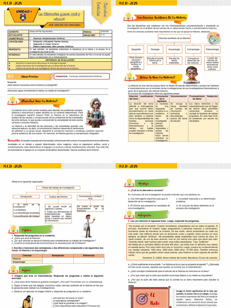 Ficha de Actividad CC - SS. 1° - Semana 2 PDF | PDF