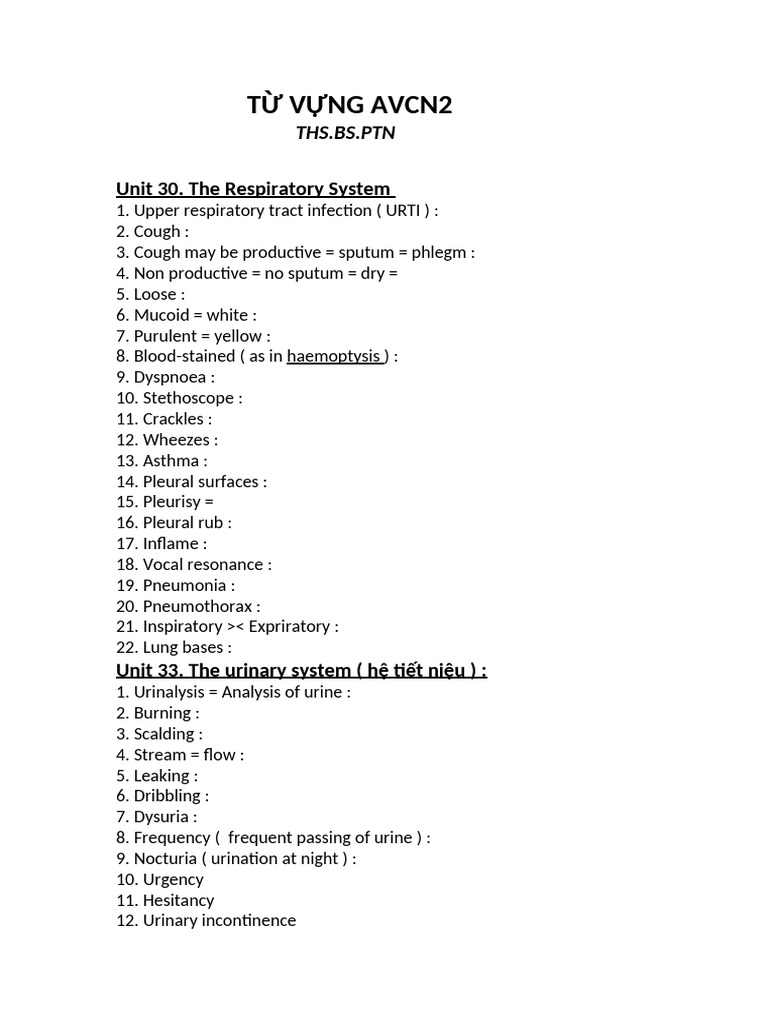 T V NG Avcn2 | PDF | Cough | Clinical Medicine