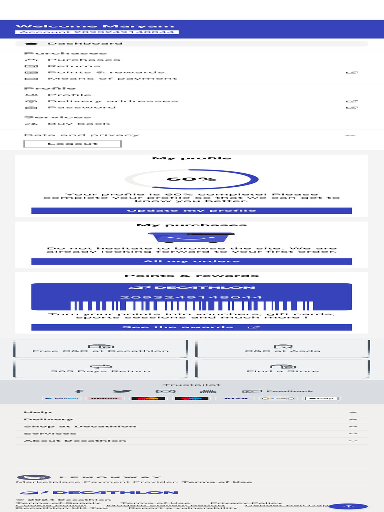 Account Dashboard Decathlon | PDF