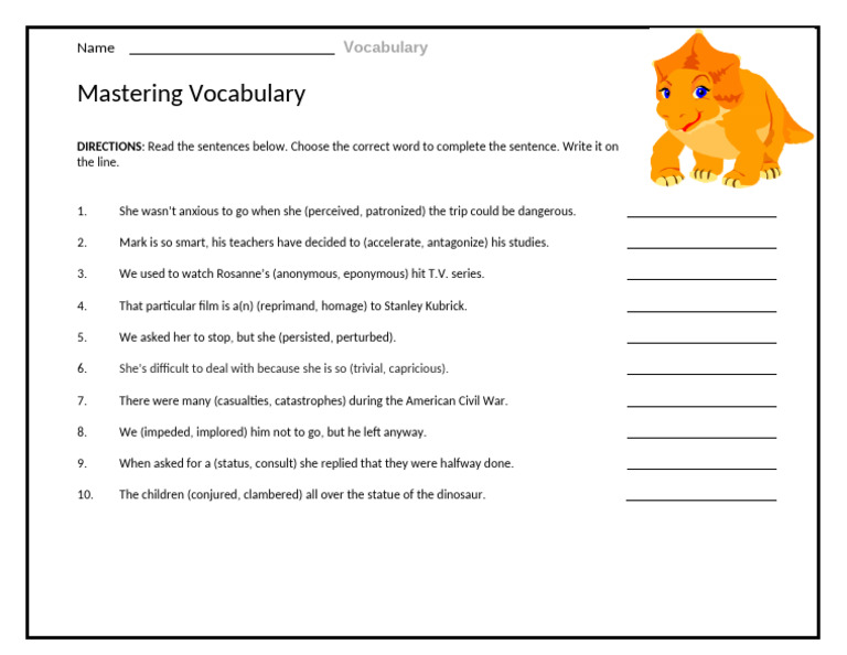 Mastering Vocabulary Grade 8,9,10 | PDF