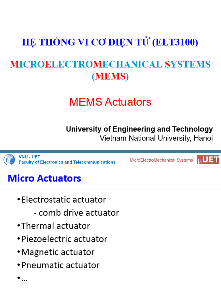 9 MEMS Electrostatic Actuator | PDF | Piezoelectricity | Actuator