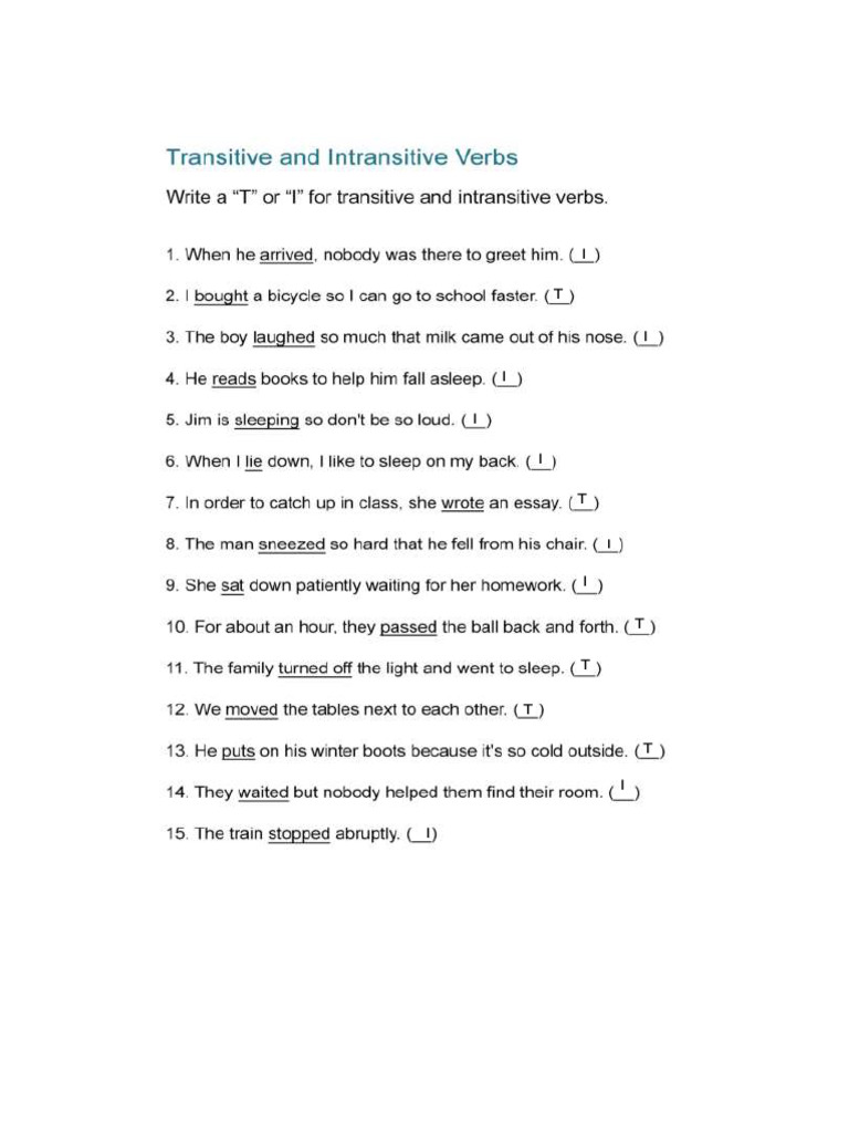 Transitive and Intransitive Verbs | PDF