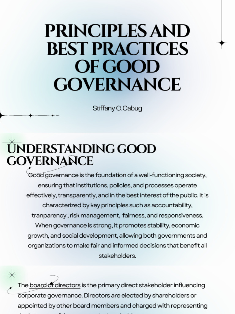 Principles and Best Practices of Good Governance | PDF | Governance ...