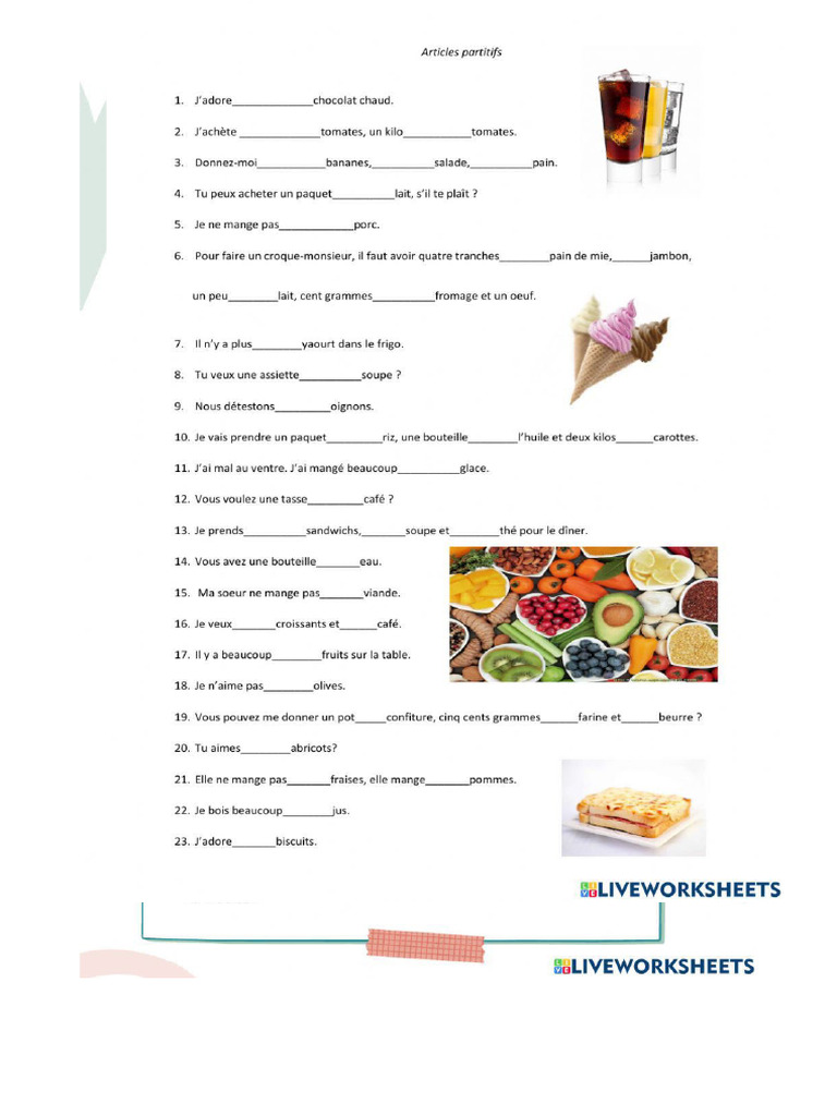Partitifs Unité 6 Parachute 1 Eso 1 | PDF
