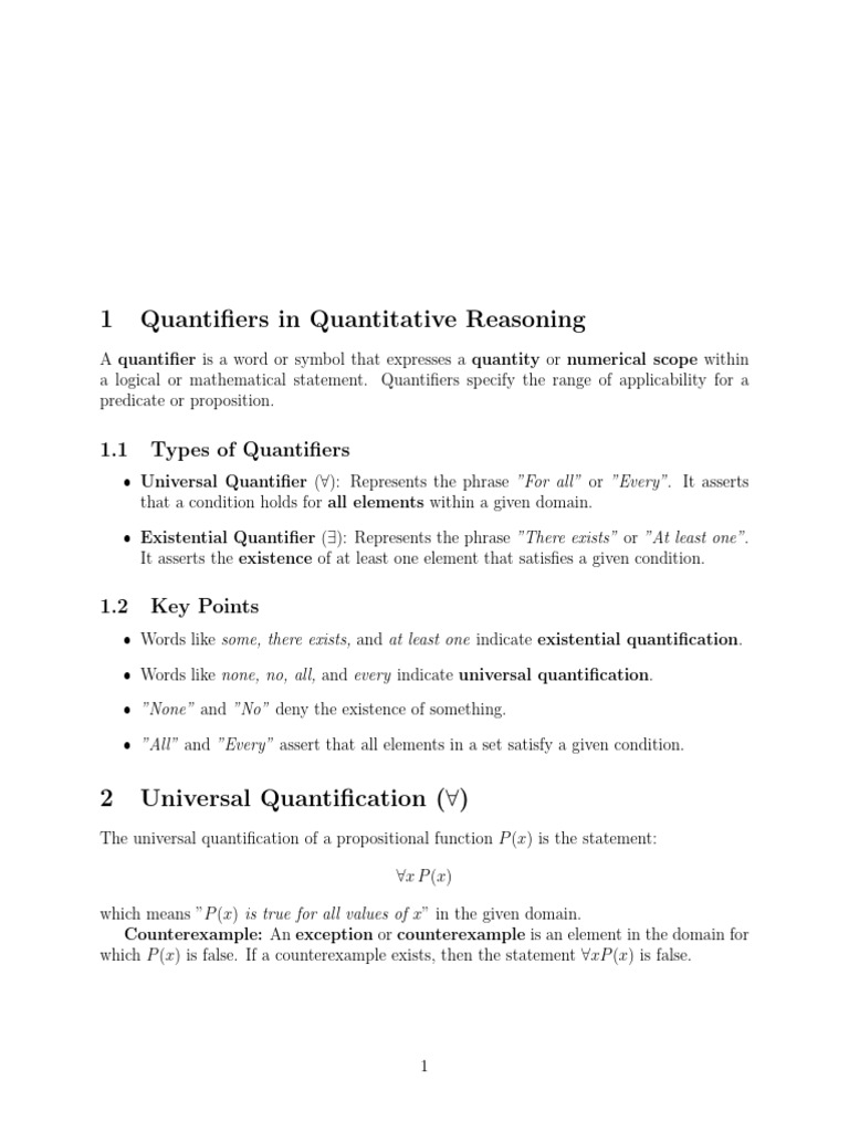 Quantifiers and Mathematical Models | PDF | Mathematical Logic | Logic