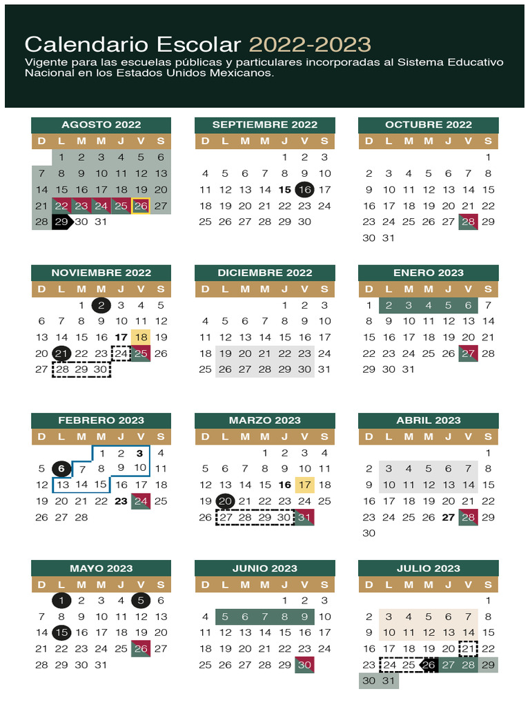 Calendario Escolar 2022-2023 México | PDF