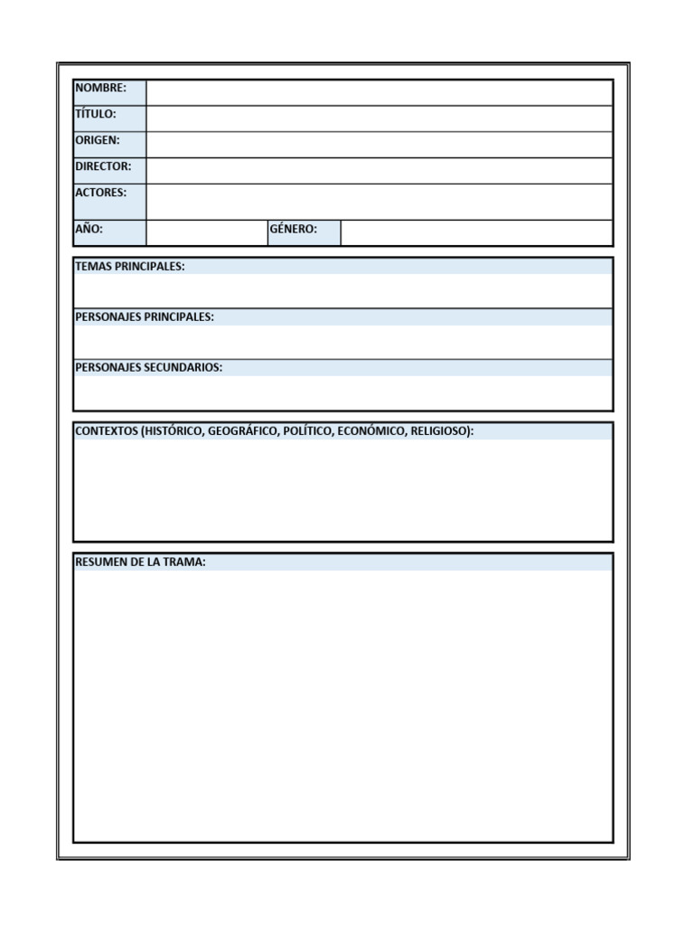 Analisis de Pelicula (Editable) | PDF